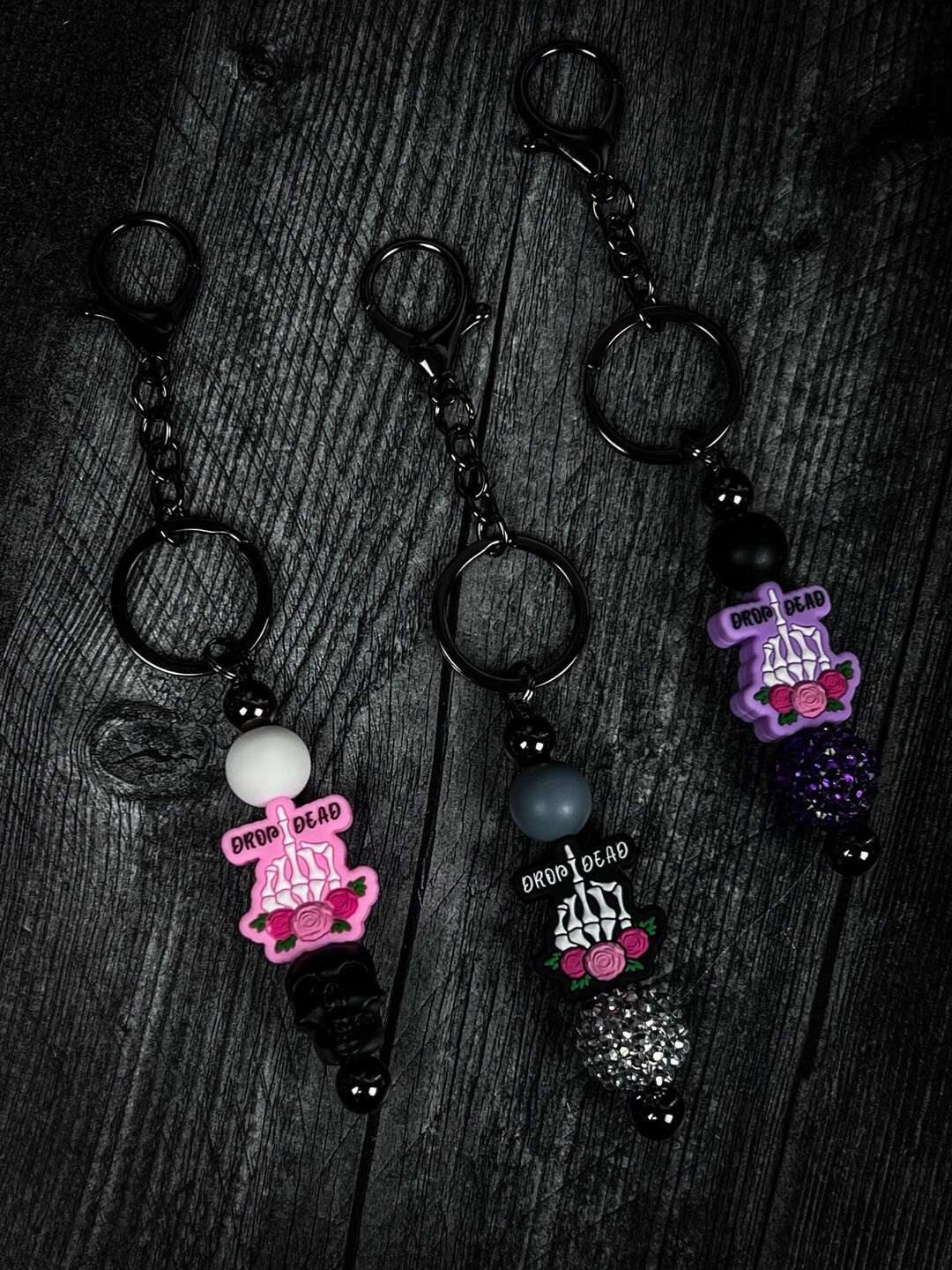 Spooky Keychains Horror Themed Silicone Beaded Clip on Key Chain - Etsy