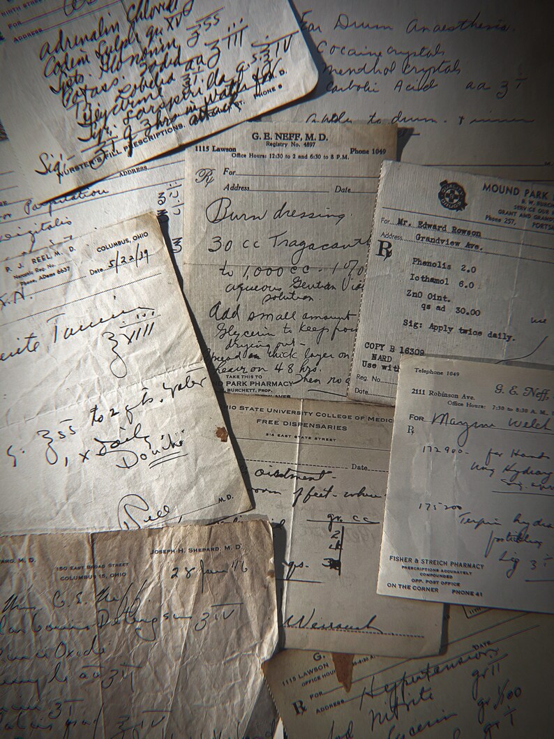 Antique Handwritten Prescriptions | Antique Medical Ephemera Random ...