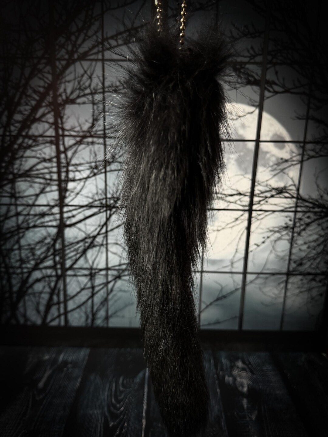 Real Black Dyed Raccoon Tail Keychain | Tanned & Preserved Taxidermy ...