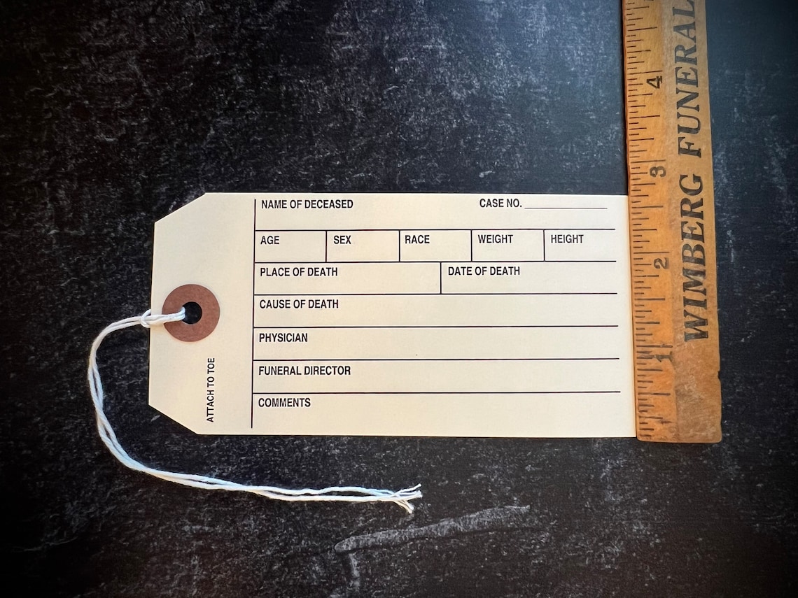 Toe Tag Mortuary Identification Cards Morbid Oddities & - Etsy