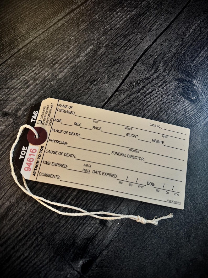 Toe Tag Mortuary Identification Cards | Morbid Oddities & Curiosities ...