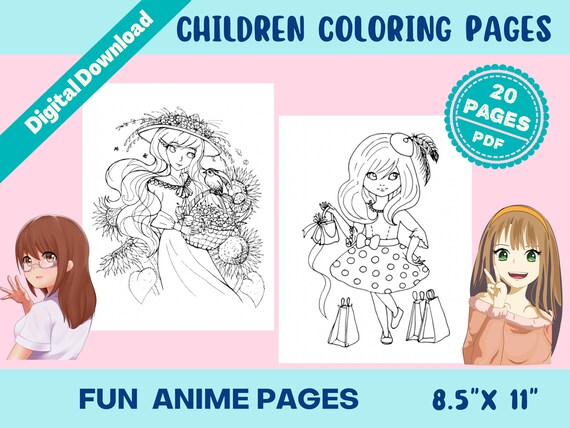 20 Anime Coloring Pages Instant Download Digital Printable | Etsy