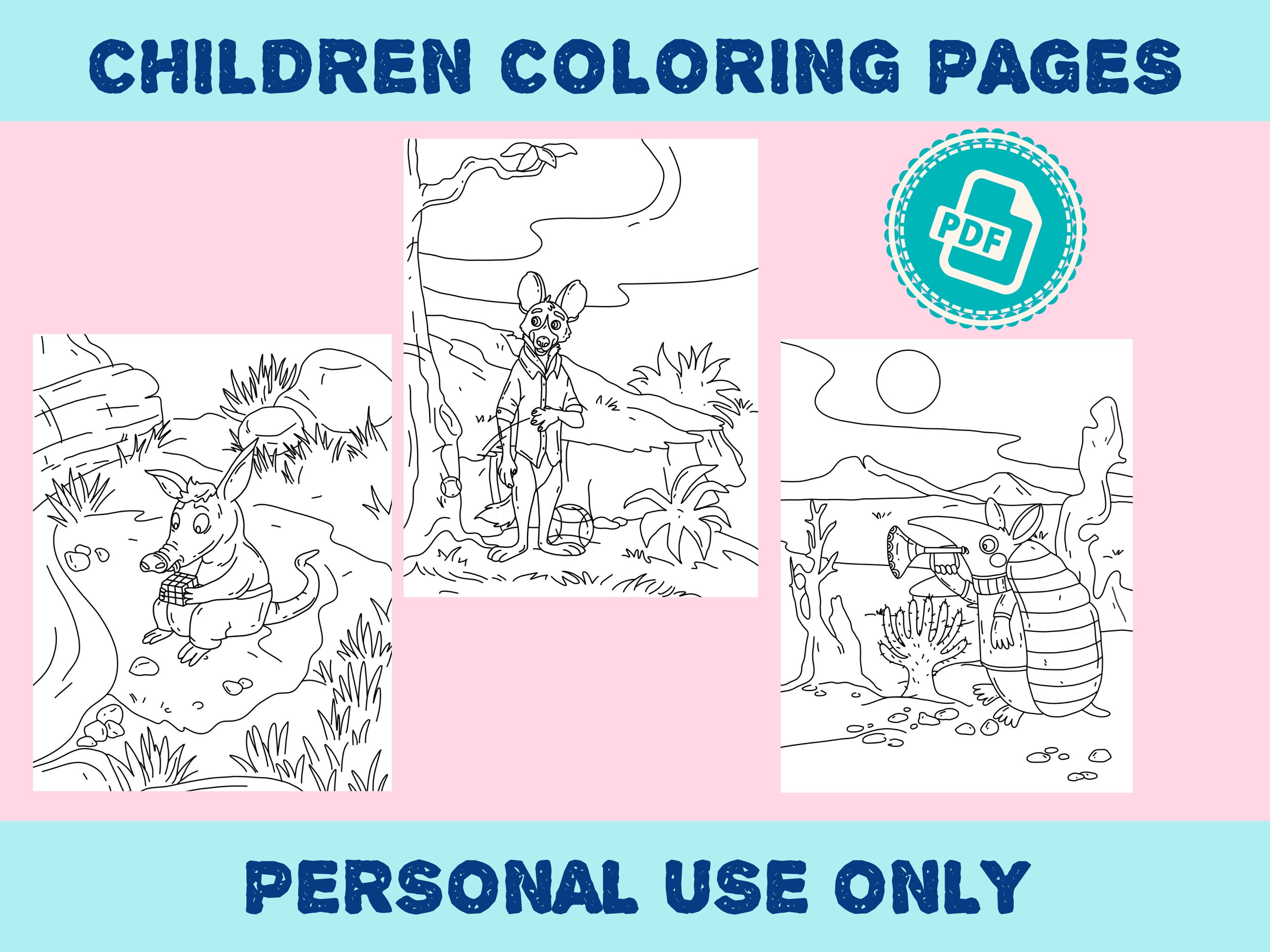100 Cute Animals Coloring Pages - Instant Download - PDF - Digital ...