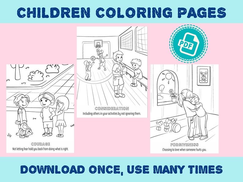 34 Virtues Coloring Pages Instant Download Printable Pages for Boys ...