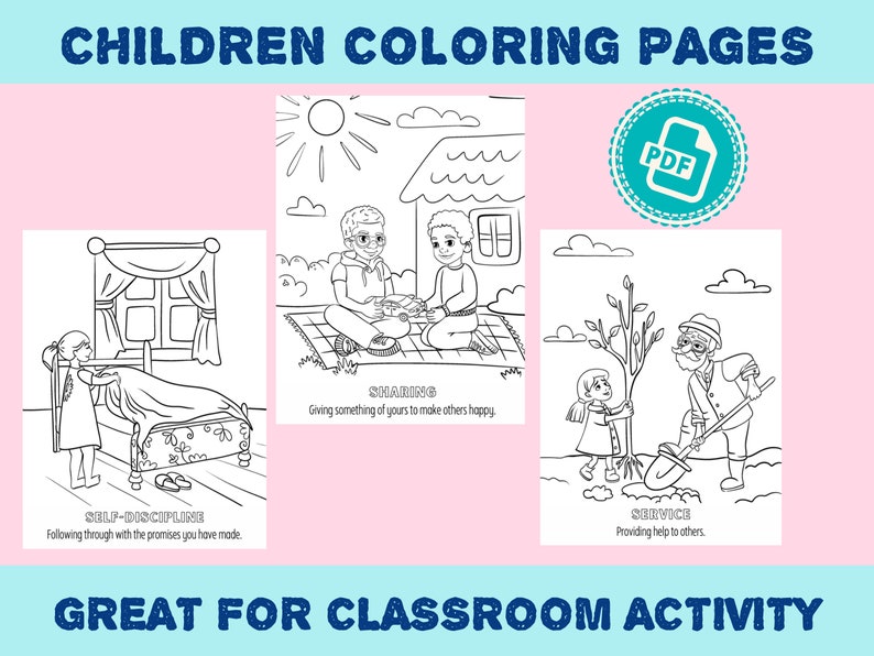 34 Virtues Coloring Pages - Instant Download - Printable Pages for Boys ...