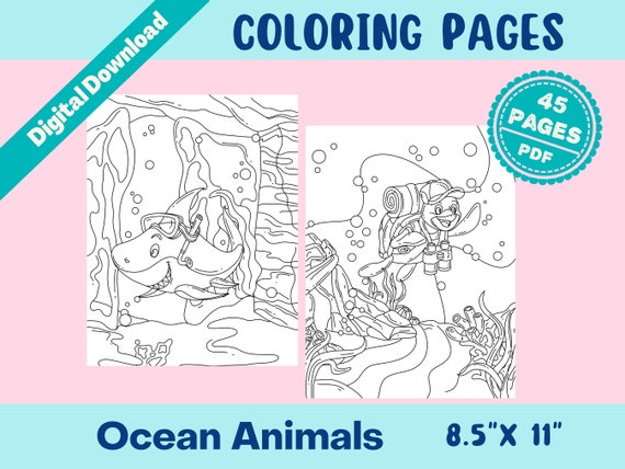 45 Ocean Animals Coloring Pages PDF Instant Download - Etsy
