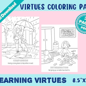 34 Virtues Coloring Pages - Instant Download - Printable Pages for Boys ...
