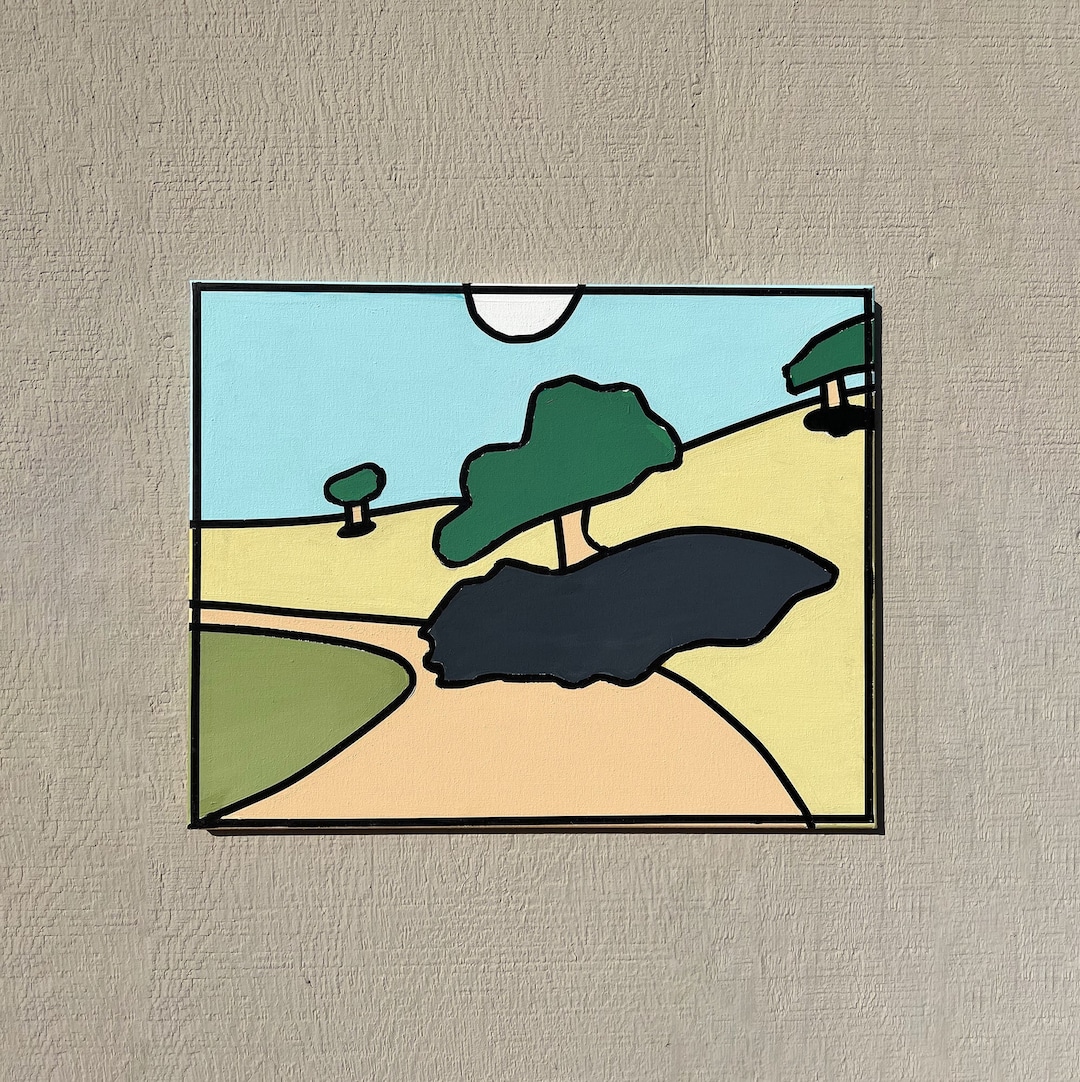 Simple Abstract Landscape, Minimalist Acrylic Painting on Stretched ...