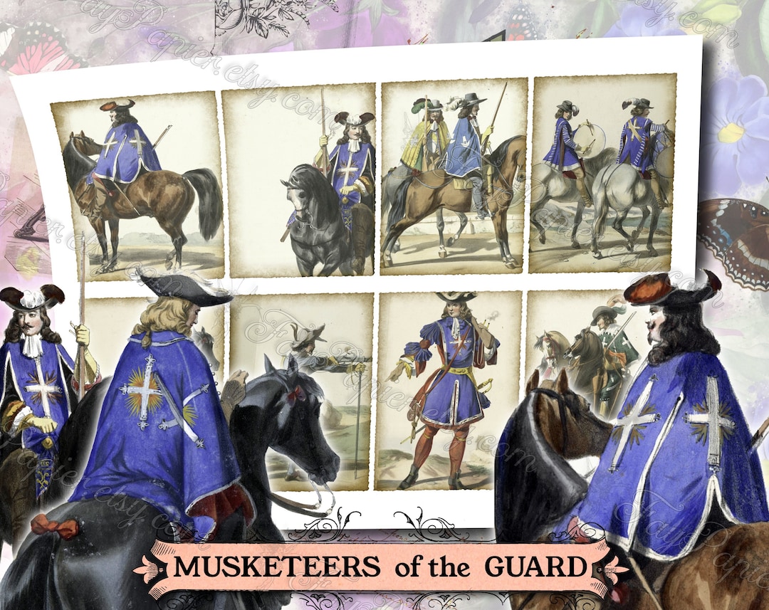 Musketeers of the Guard Set of 8 ATC Cards in JPG Format With Antique ...