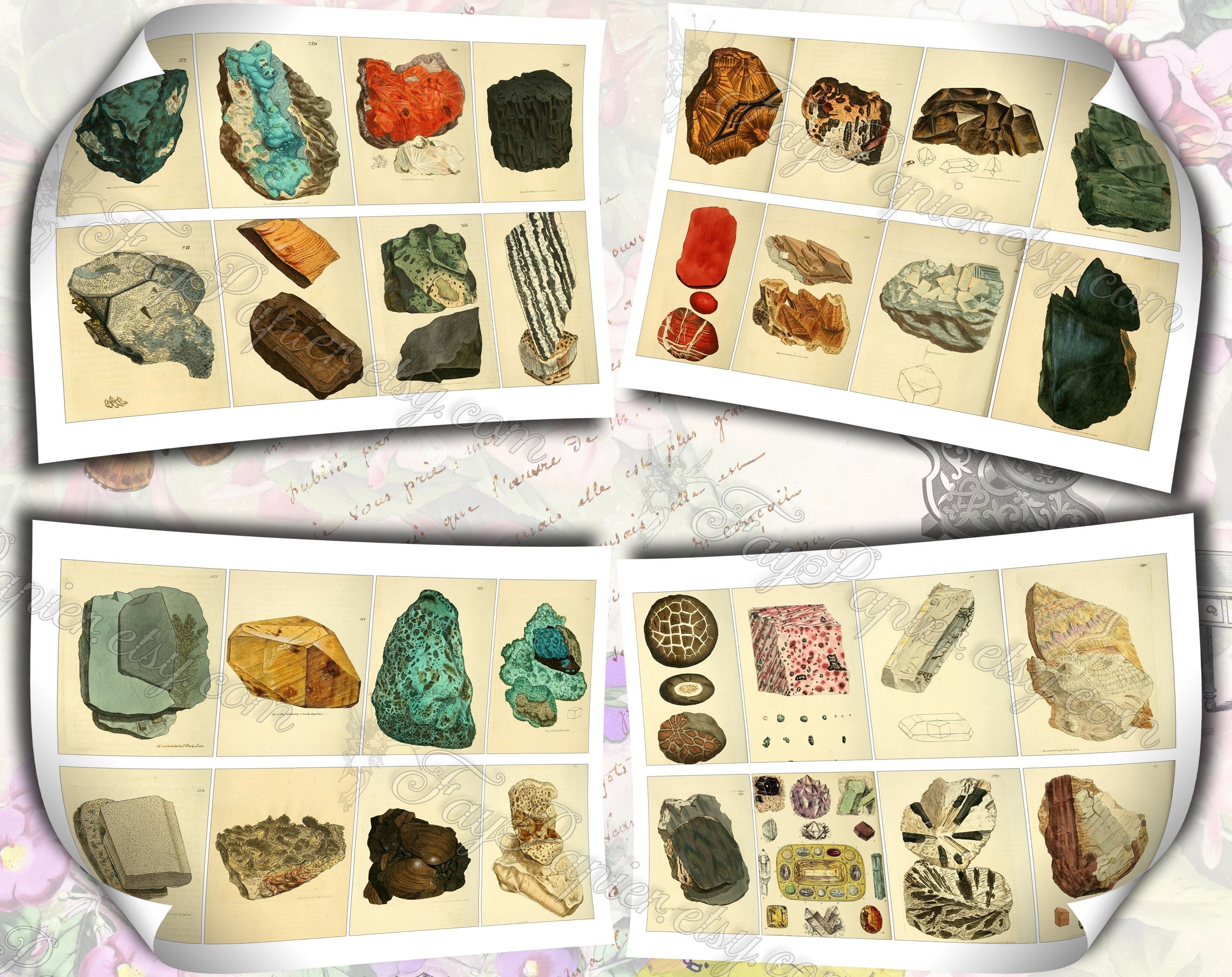 British Mineralogy Set of 40 Pictures on 400 Cards With Antique ...