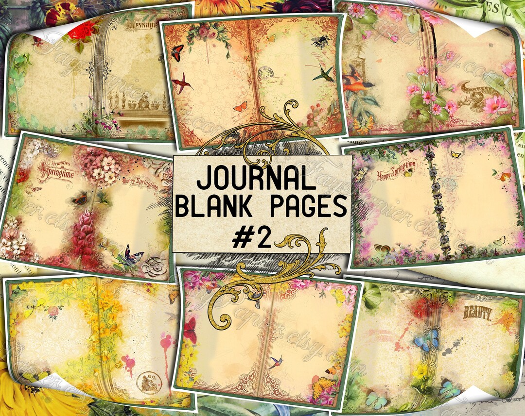 Journal Blank Pages 2 Set of 49 Junk Journal Sheets With Digital Pages ...