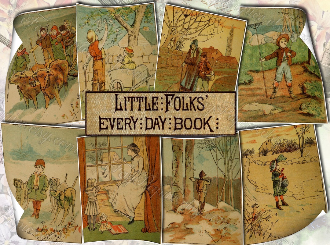 Little Folks Every Day Book Set of 12 Old Illustrations From - Etsy