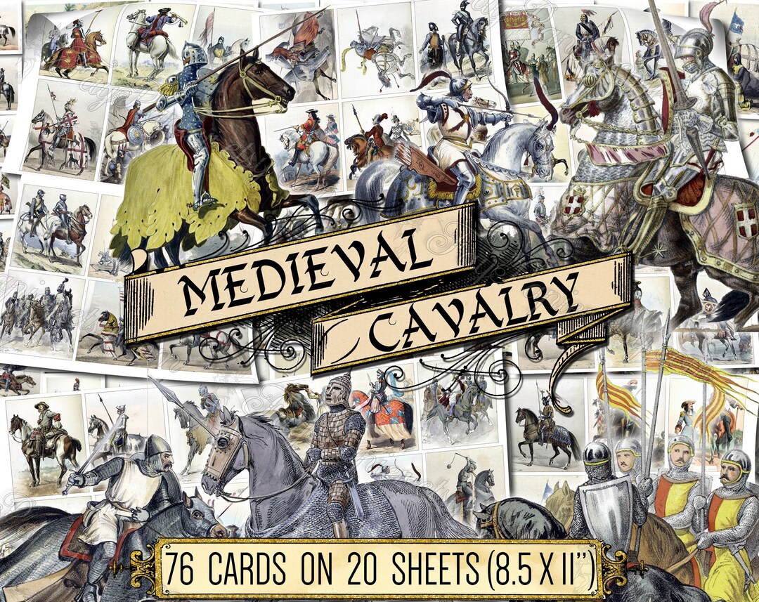 Medieval Cavalry Set of 76 Digital Vintage Cards on 13 - Etsy