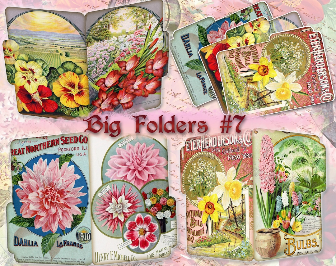 Big Folders 7 Set of 3 Digital Printable Files Vintage Style Pictures ...