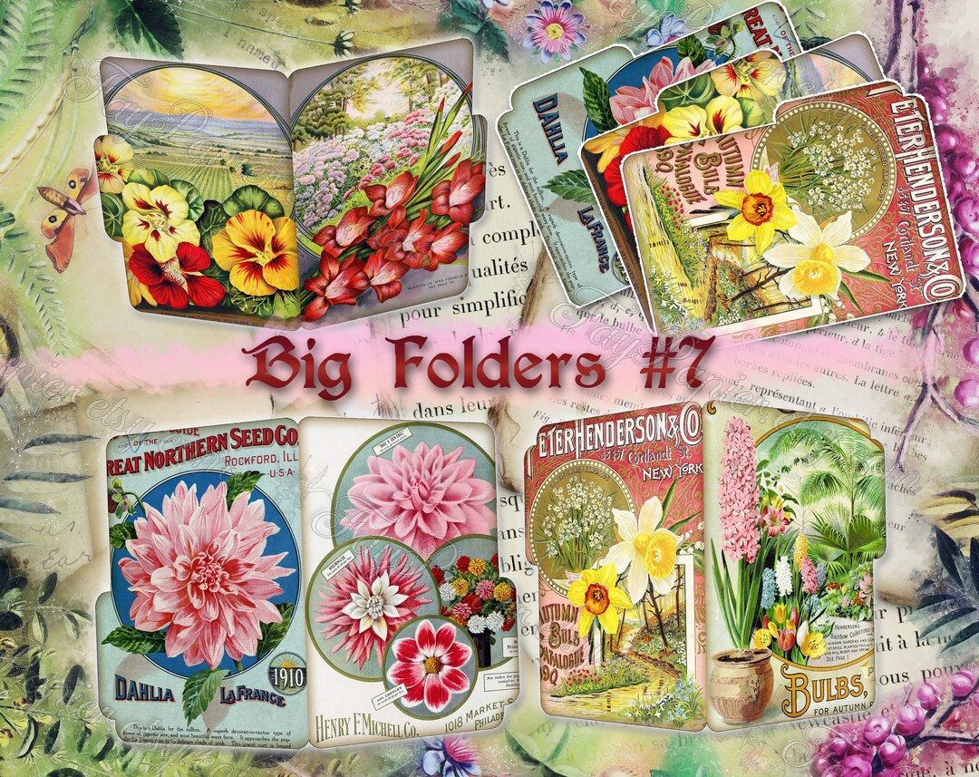 Big Folders 7 Set of 3 Digital Printable Files Vintage Style Pictures ...