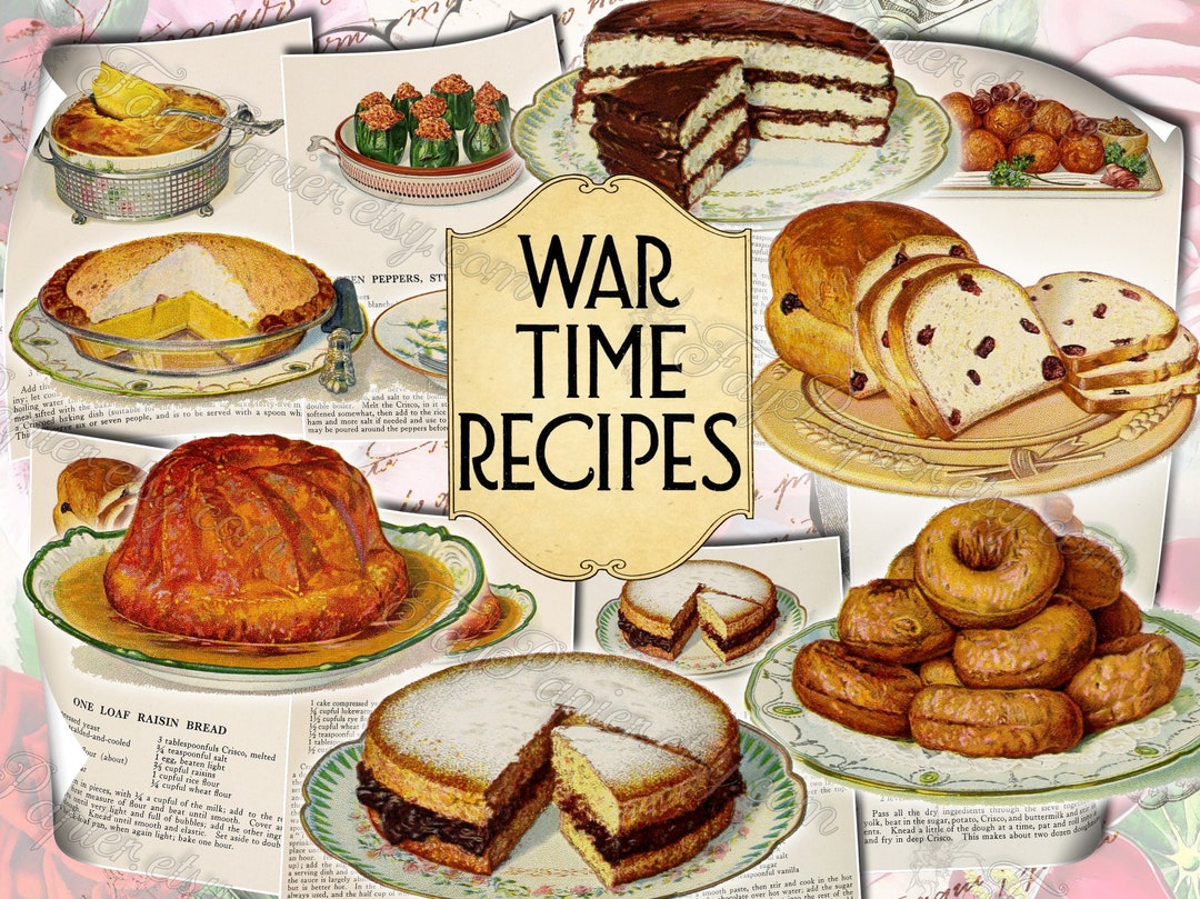 War Time Recipes Set of 24 Old Illustrations From Vintage - Etsy