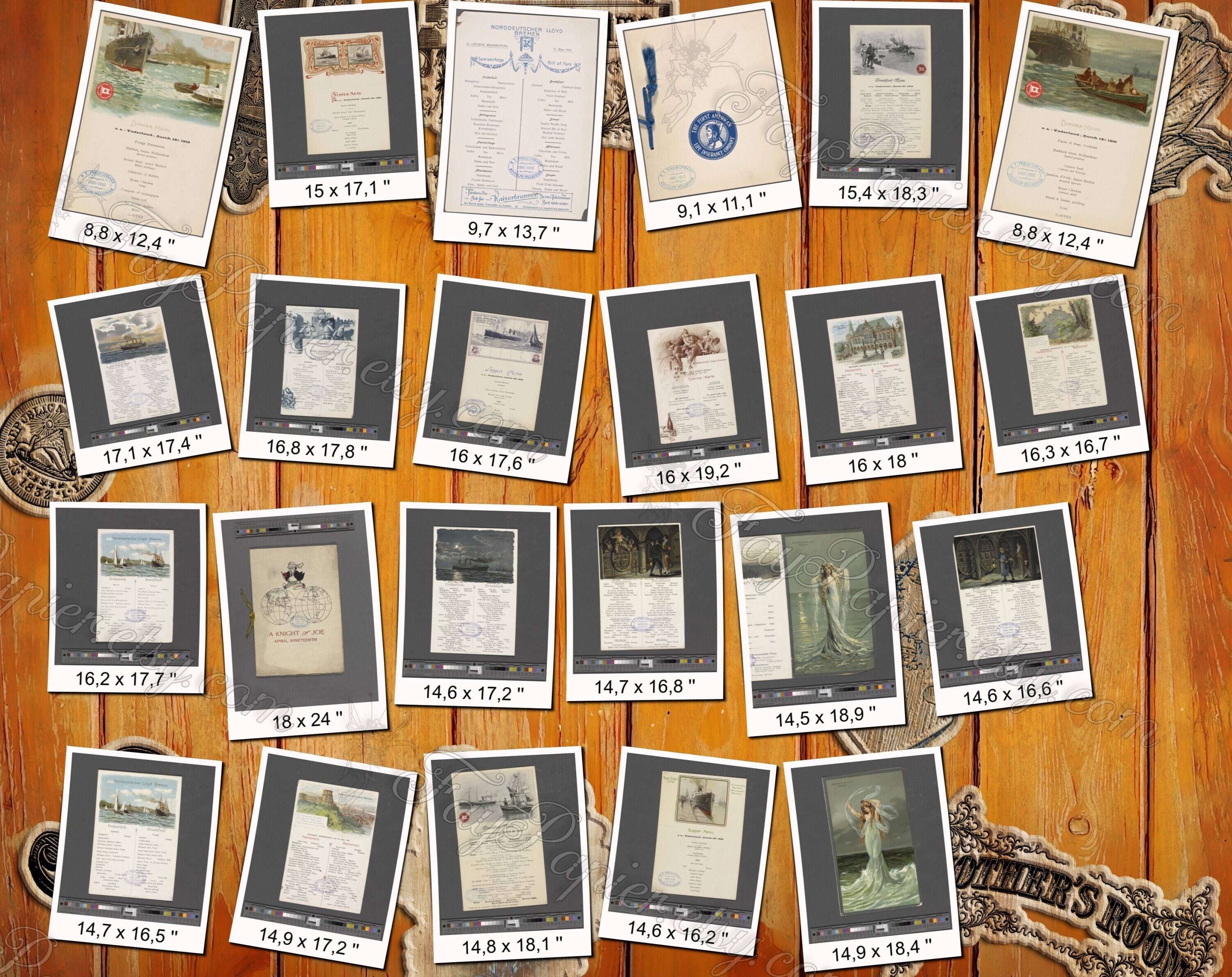 MENU 17 Pack of 150 Vintage High Resolution Menus of Restaurant Hotel ...