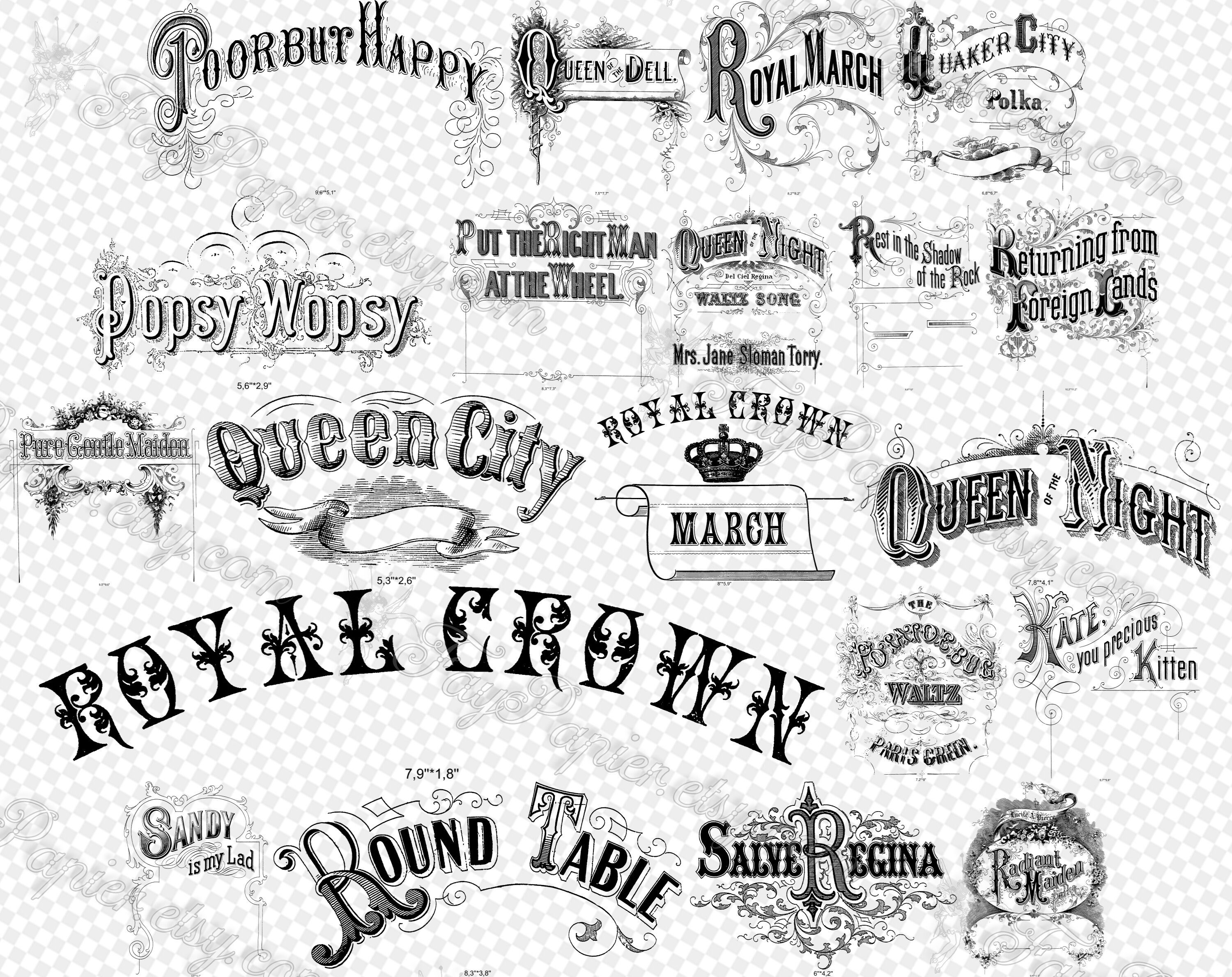 PNG DECORATED TITLES 3 Set of 100 Files in Png Format With Transparent ...