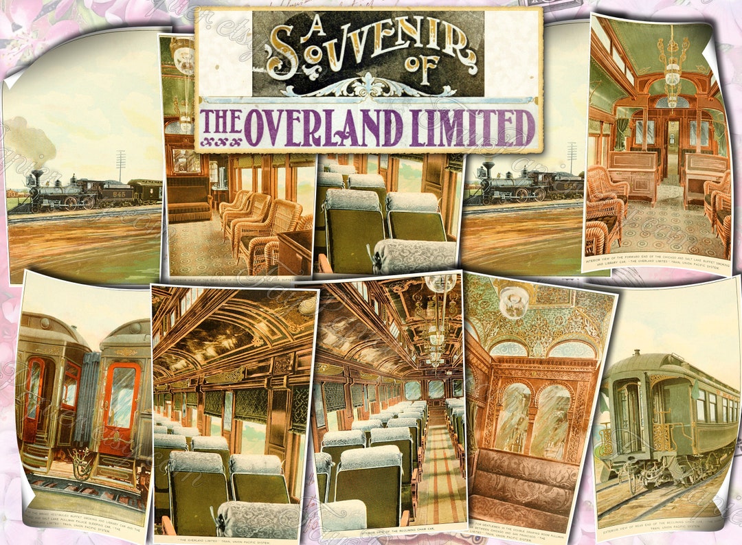 Souvenir of the Overland Limited Train Set of 16 Old Illustrations From ...