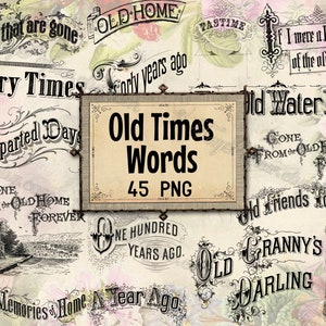PNG OLD TIMES Words Set of 45 Files in Png Format With Transparent ...