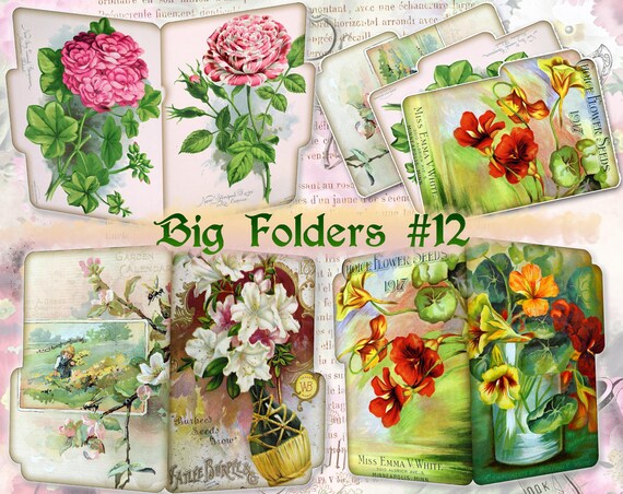 Big Folders 12 Set of 3 Digital Printable Files Vintage - Etsy