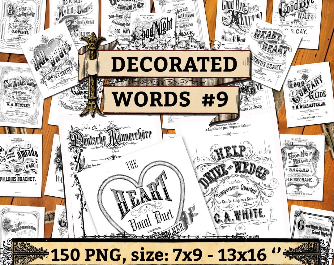 DECORATED WORDS 9 Pack of 150 Vintage Notated Sheet Music Covers High ...