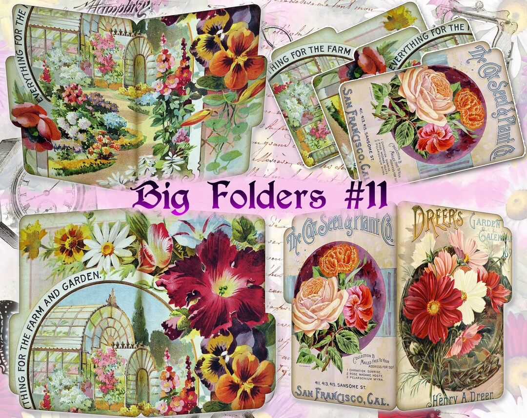 Big Folders 11 Set of 3 Digital Printable Files Vintage - Etsy