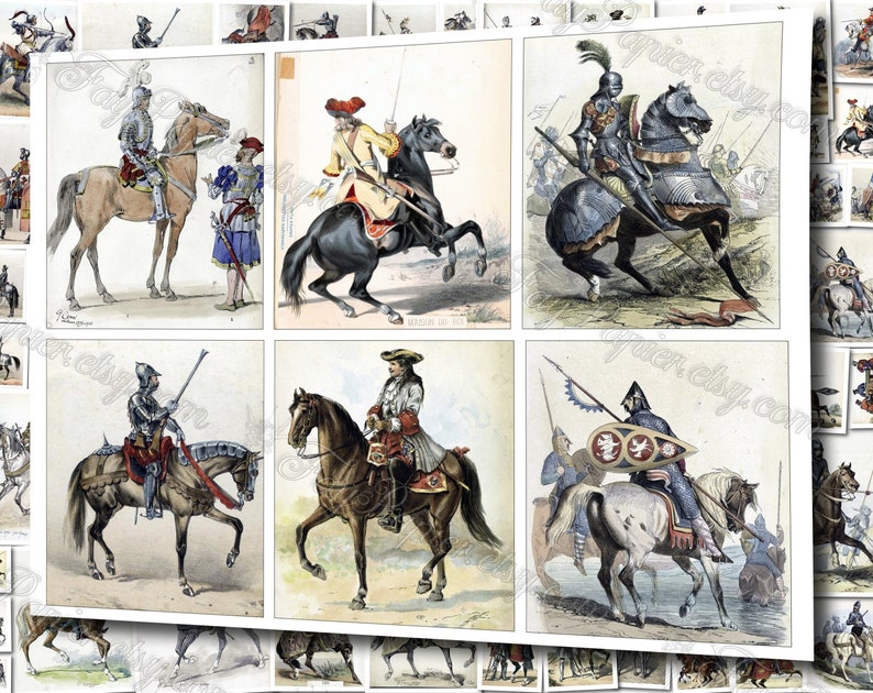 Medieval Cavalry Set of 76 Digital Vintage Cards on 13 - Etsy