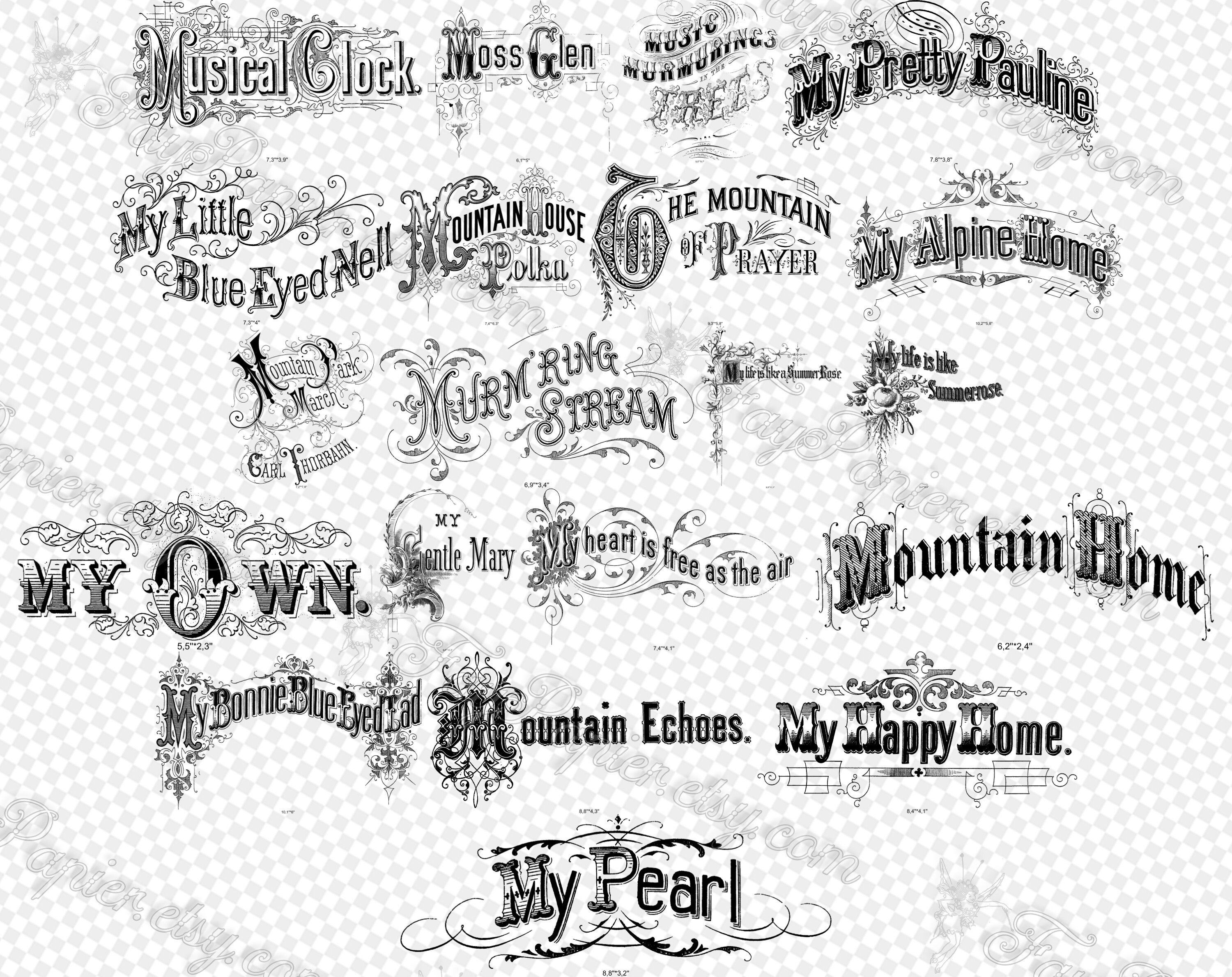 PNG DECORATED TITLES 3 Set of 100 Files in Png Format With Transparent ...