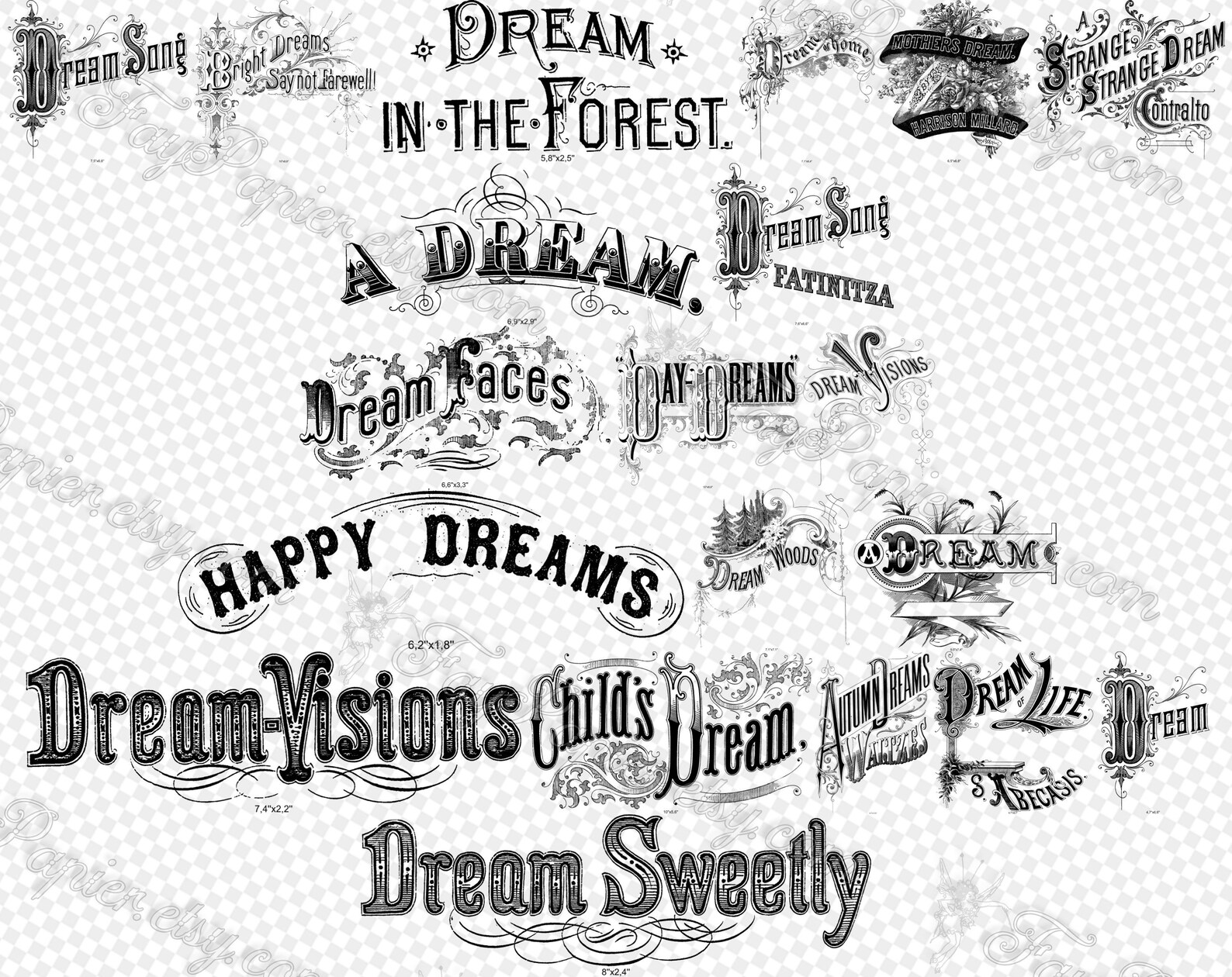 PNG DREAM WORDS Set of 56 Files in Png Format With - Etsy
