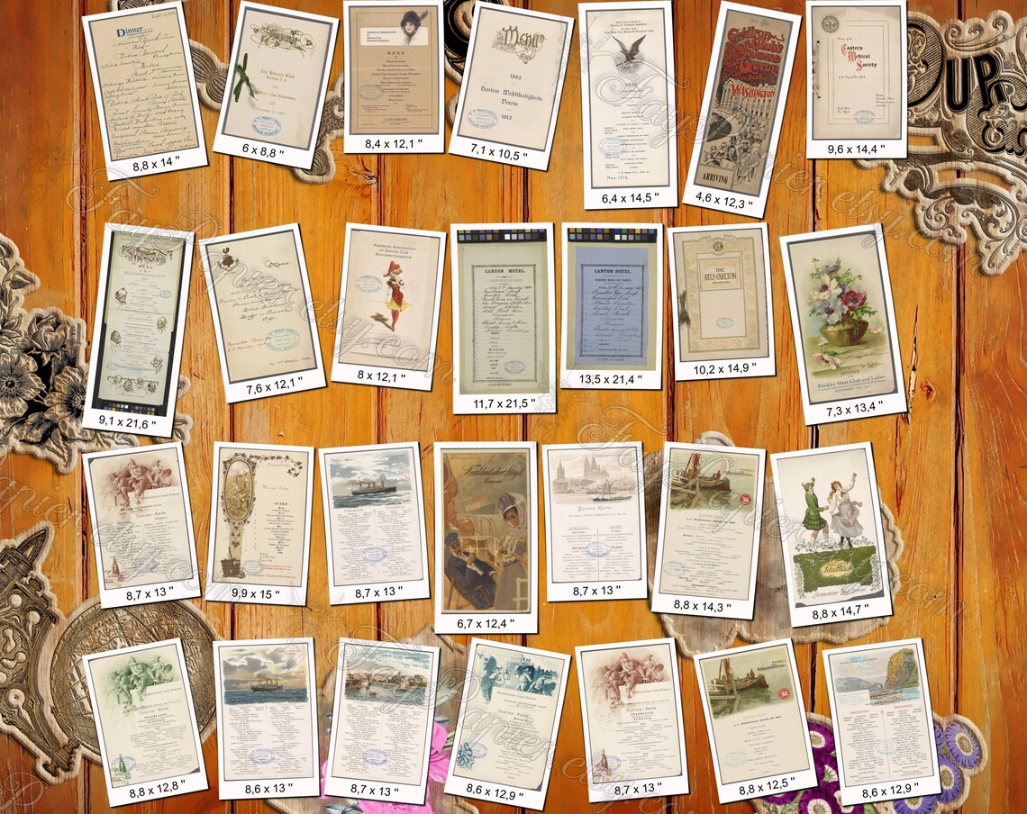 MENU 17 Pack of 150 Vintage High Resolution Menus of Restaurant Hotel ...
