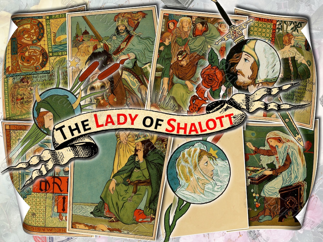 The Lady of Shalott Set of 39 Old Illustrations From Vintage Book ...