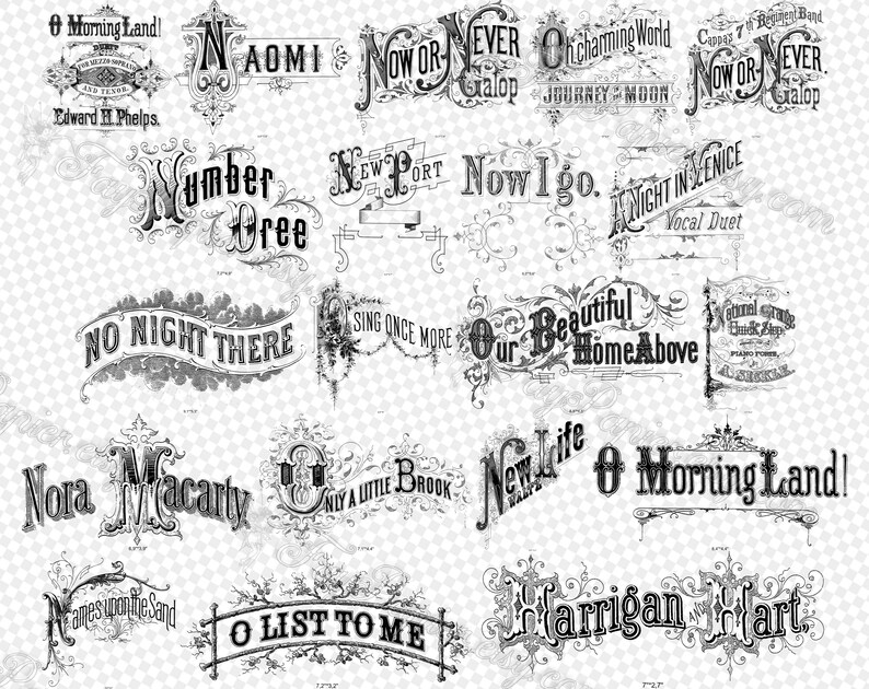 PNG DECORATED TITLES 3 Set of 100 Files in Png Format With Transparent ...