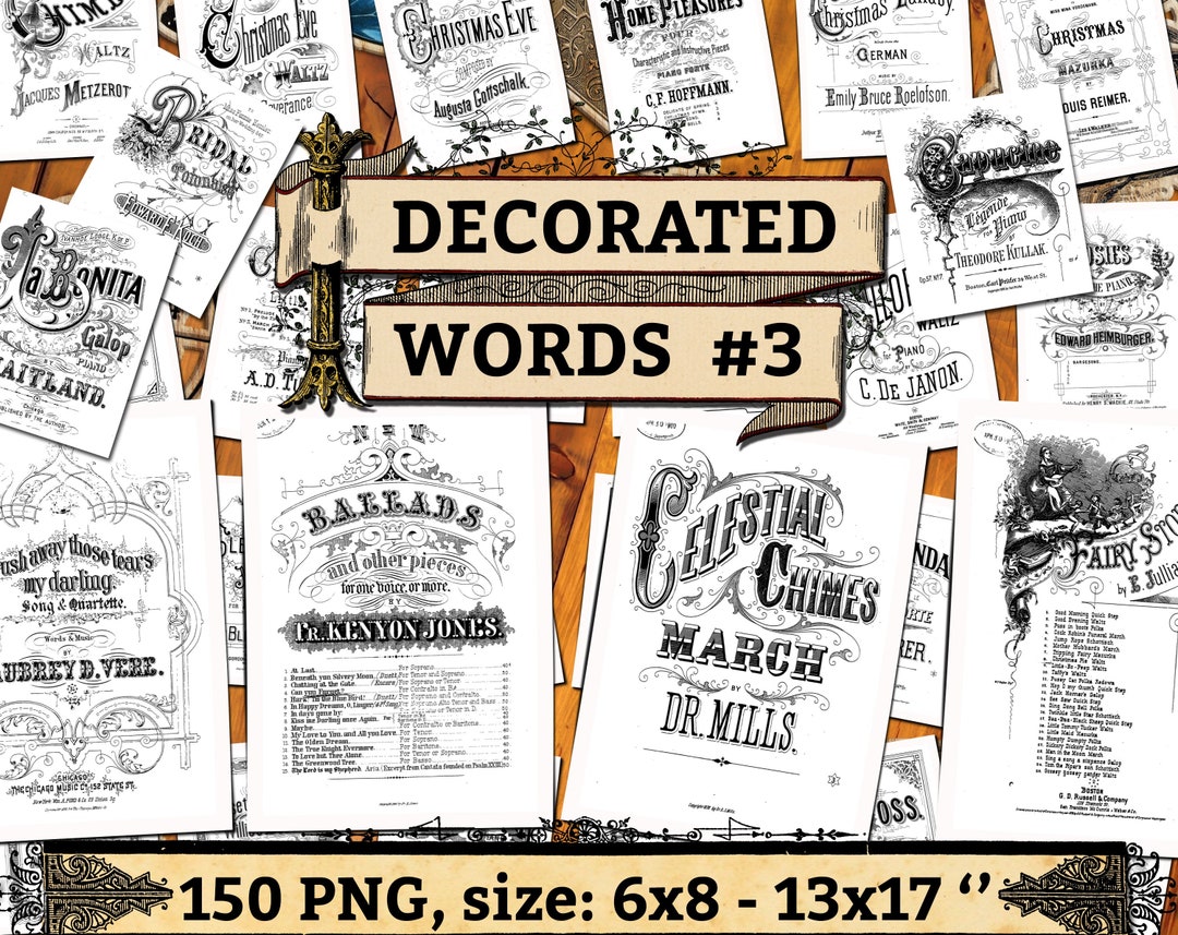 DECORATED WORDS 3 Pack of 150 Vintage Notated Sheet Music Covers High ...