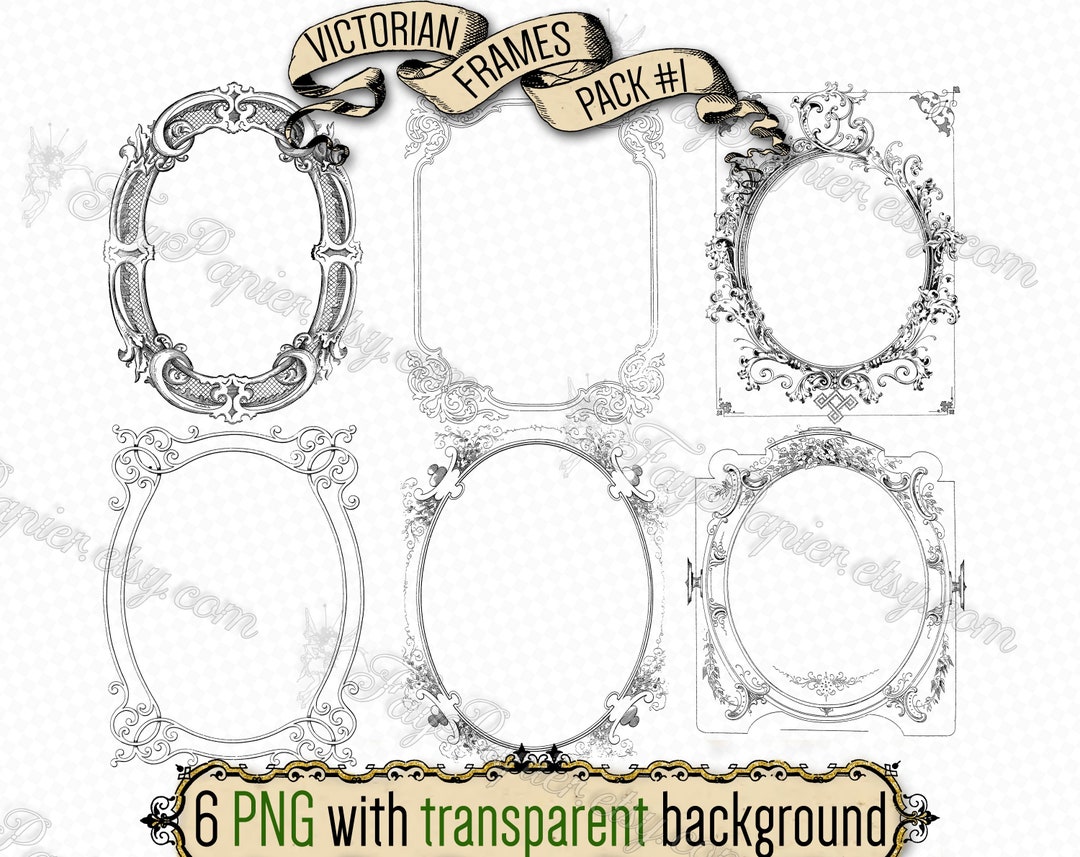 VICTORIAN FRAMES PACK 1 Set of 6 Images in Png Format With Transparent ...