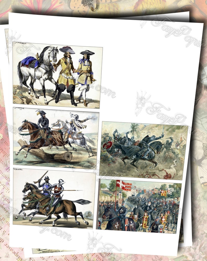 Medieval Cavalry Set of 76 Digital Vintage Cards on 13 - Etsy