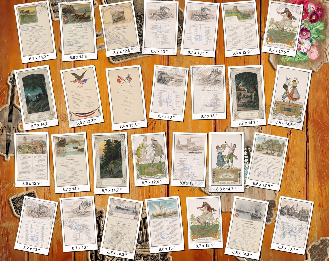 MENU 17 Pack of 150 Vintage High Resolution Menus of Restaurant Hotel ...