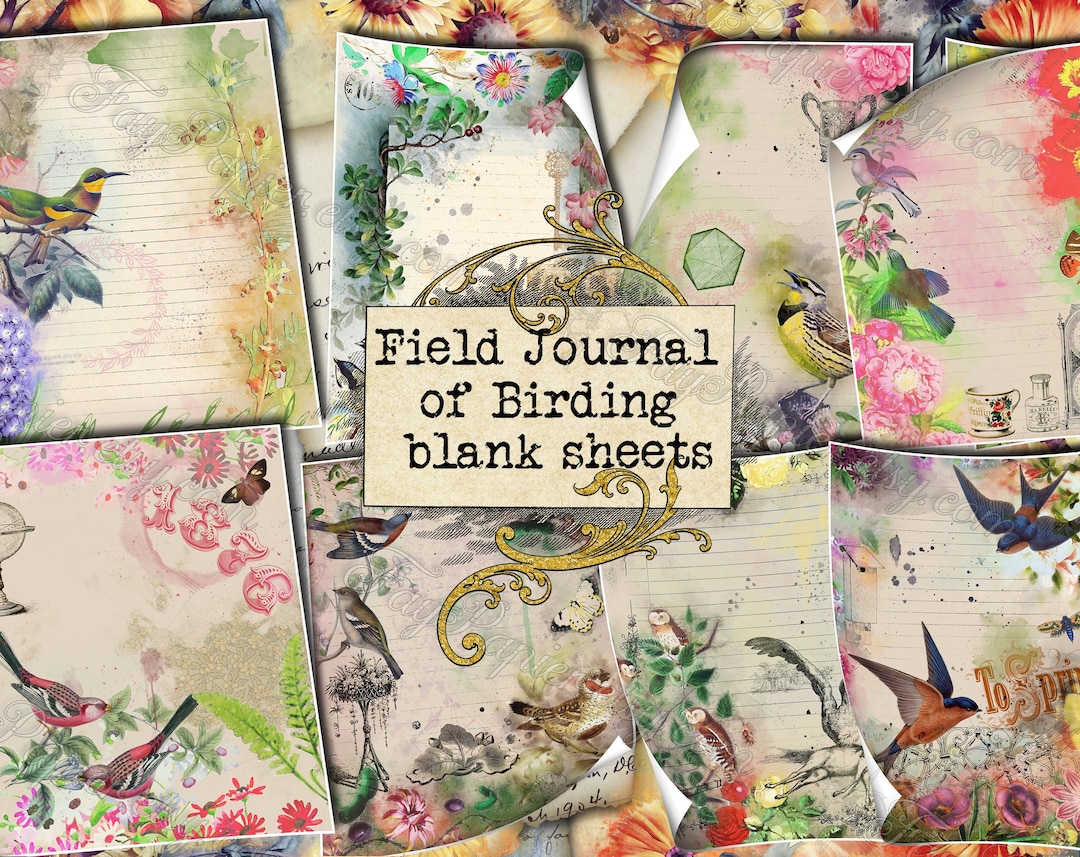 Field Journal of Birding Blank Sheets Set of 45 Junk Journal Sheets ...