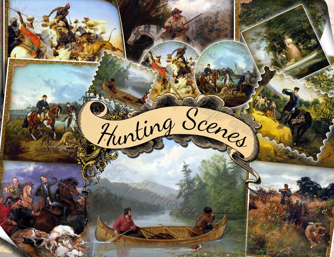 Hunting Scenes Set of 45 Junk Journal Sheets With Digital Vintage ...