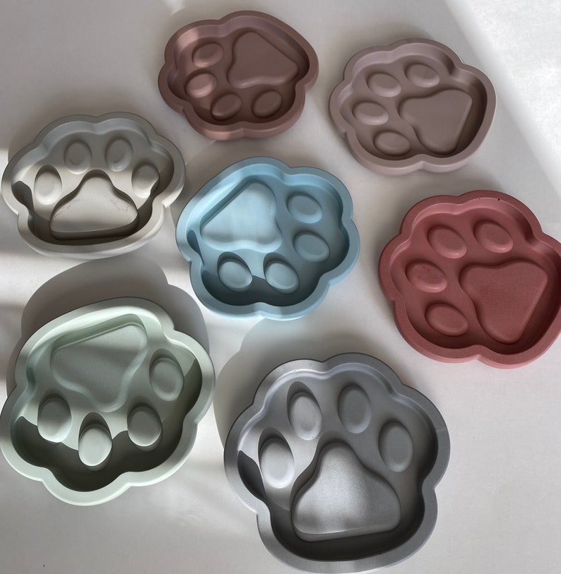 Light Green Paw Cement Coaster | Matte Finish, Handmade Home Decor - Etsy