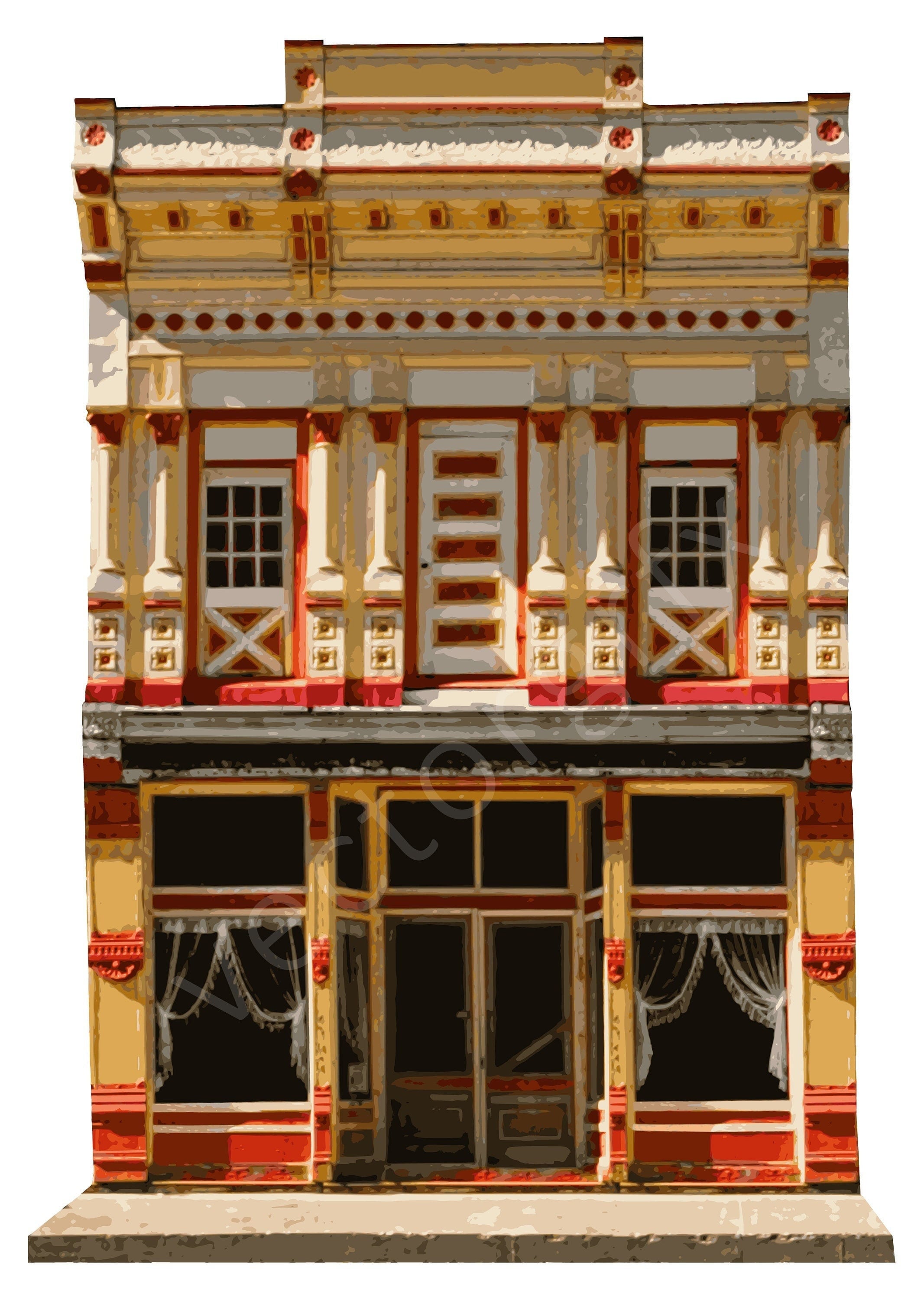 Storefront, Architectural Elevation, Vector Graphic, Wall Art, Main ...