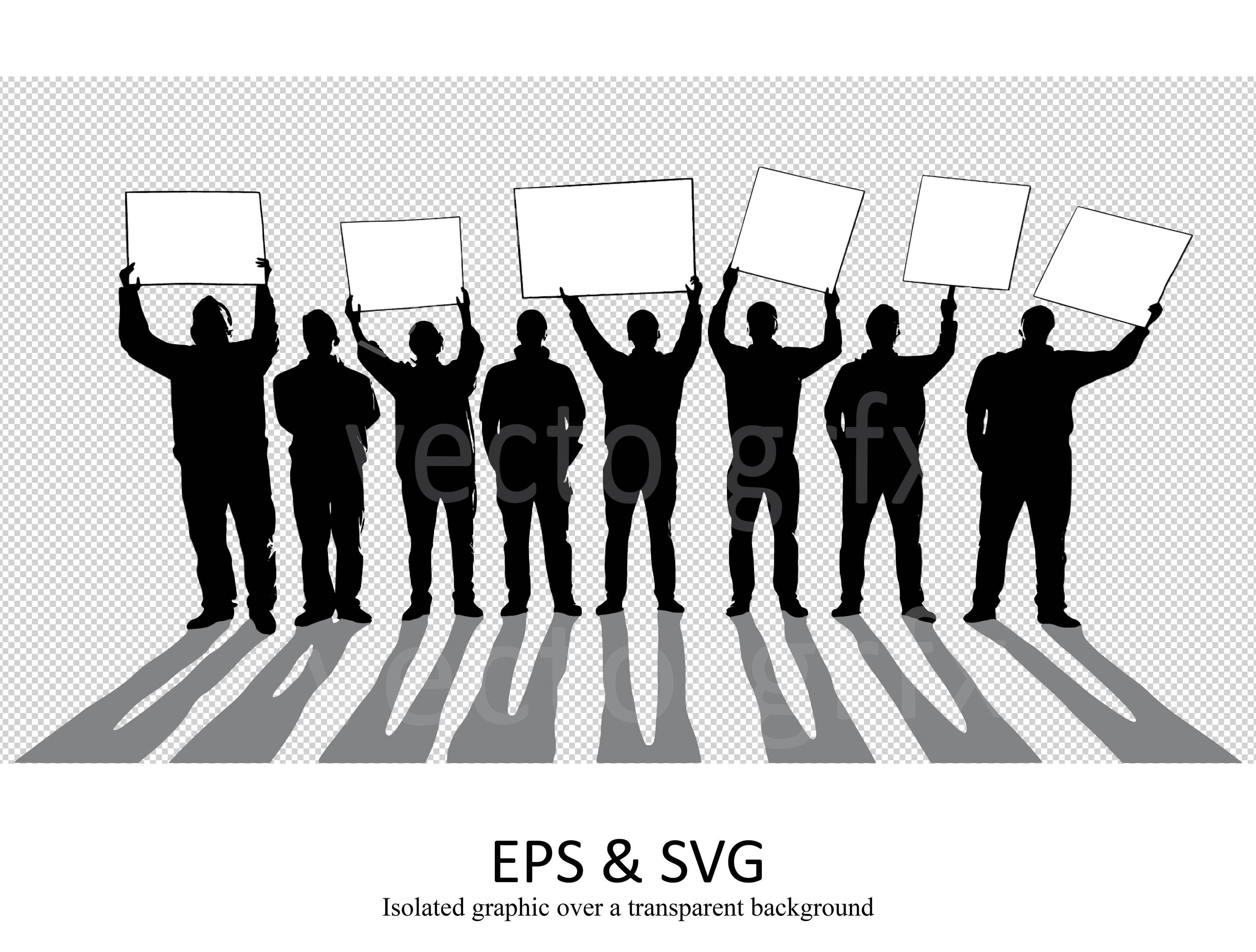 Protest Art Vector Illustration, People Holding Signs (digital Download ...
