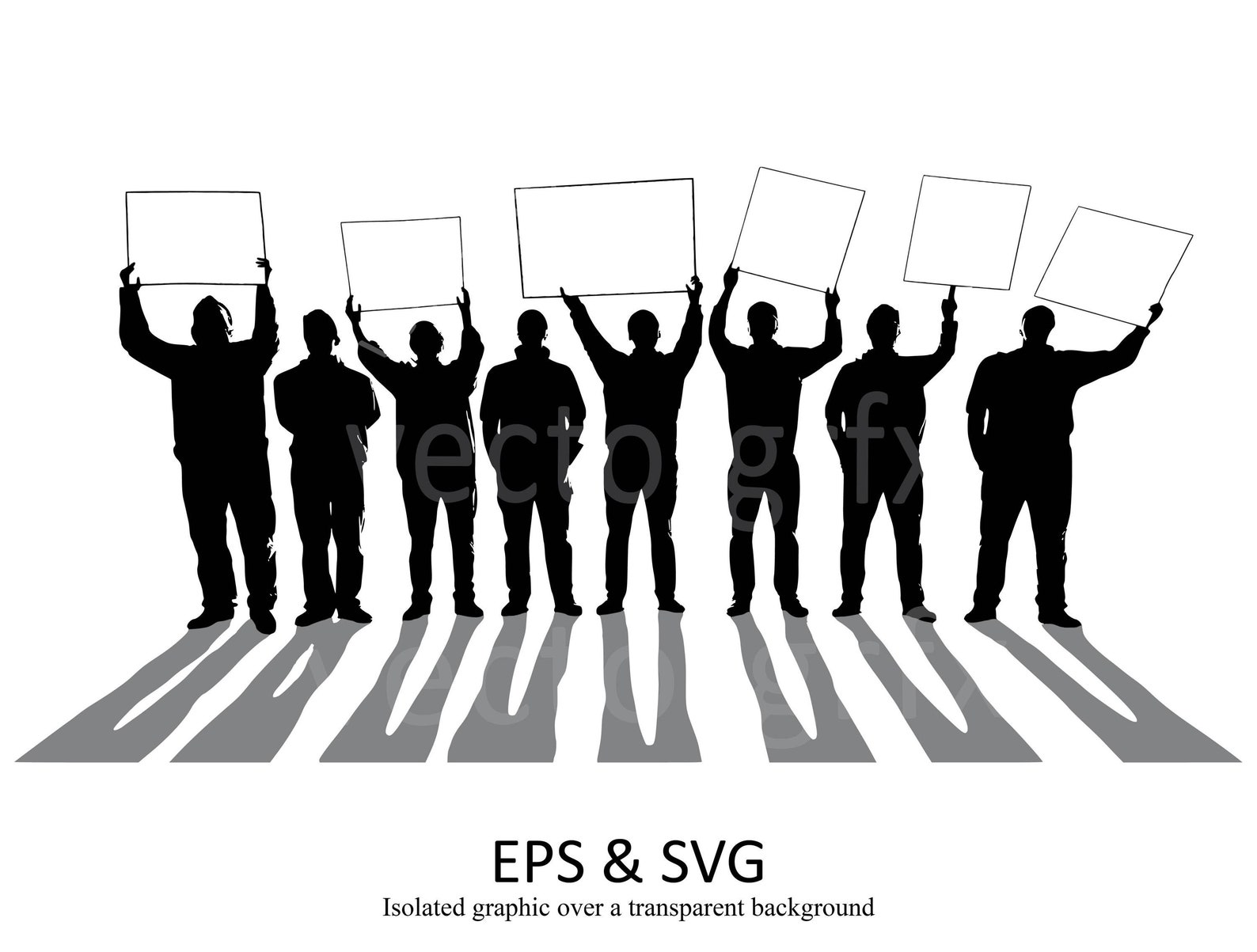 Protest Art Vector Illustration, People Holding Signs (digital Download ...