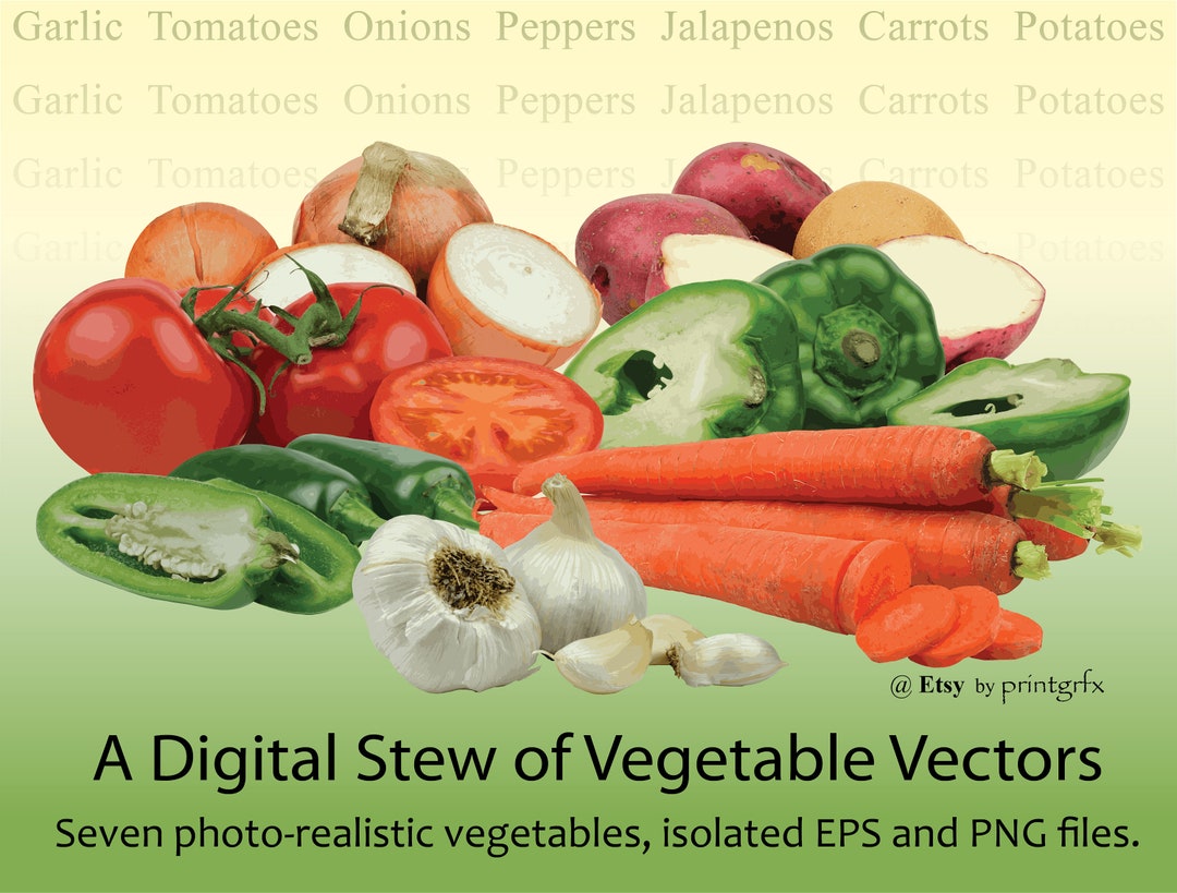 Vegetable Clipart, Isolated Food Vectors (EPS, PNG Digital Download) - Etsy