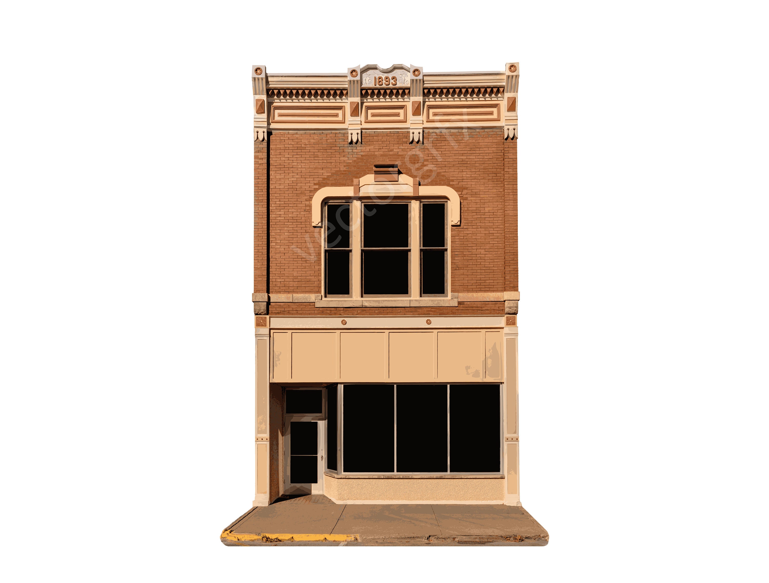 A Brick & Mortar Digital Storefront, Vector Graphic, Clipart, Downtown ...