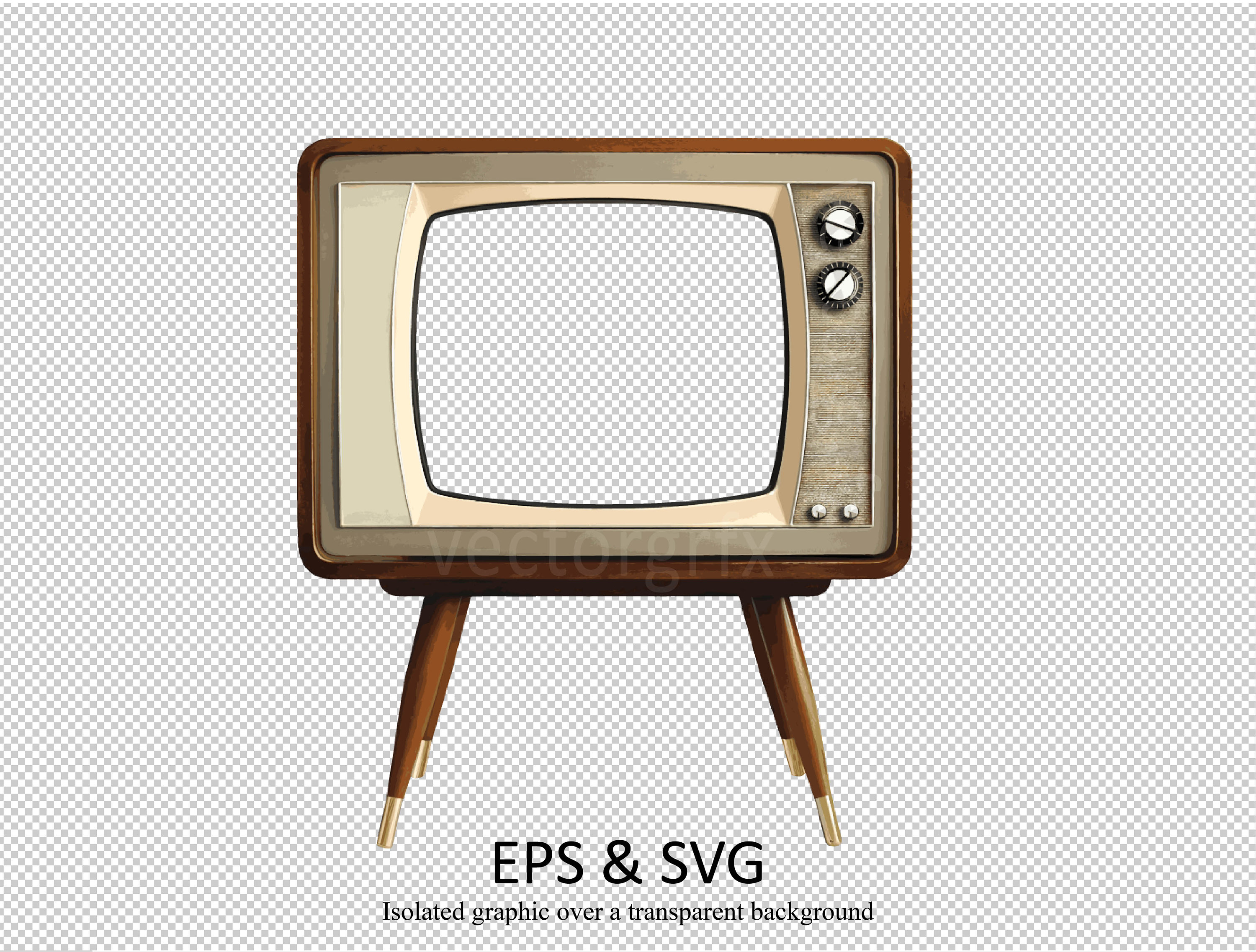 Television Clipart, TV Vectors, Vintage, TV Screen, Frame, 1960's ...