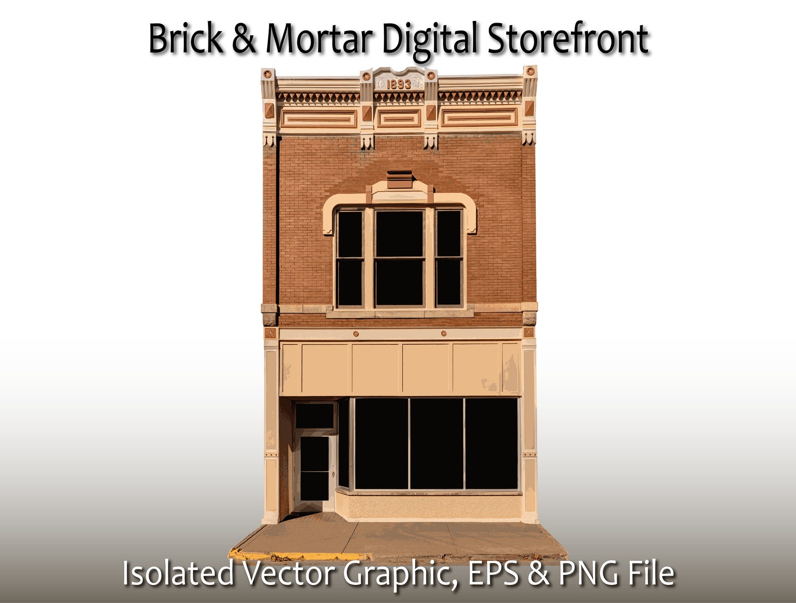 A Brick & Mortar Digital Storefront, Vector Graphic, Clipart, Downtown ...