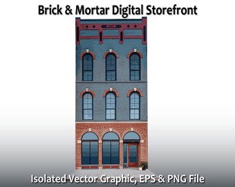 A Brick & Mortar Digital Storefront, Vector Graphic, Clipart, Downtown ...