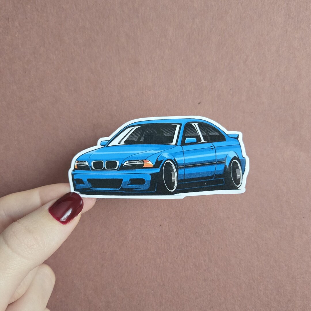 BMW M3 E46 Blue Race Car Sticker - High Quality Water Resistant Sticker ...
