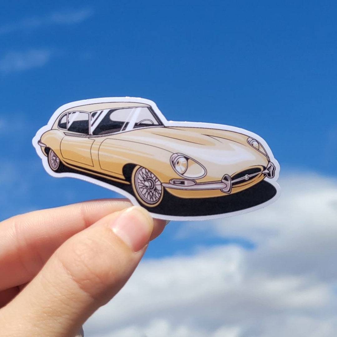 Jaguar E-type Coupe Race Car Sticker - High Quality Water Resistant ...